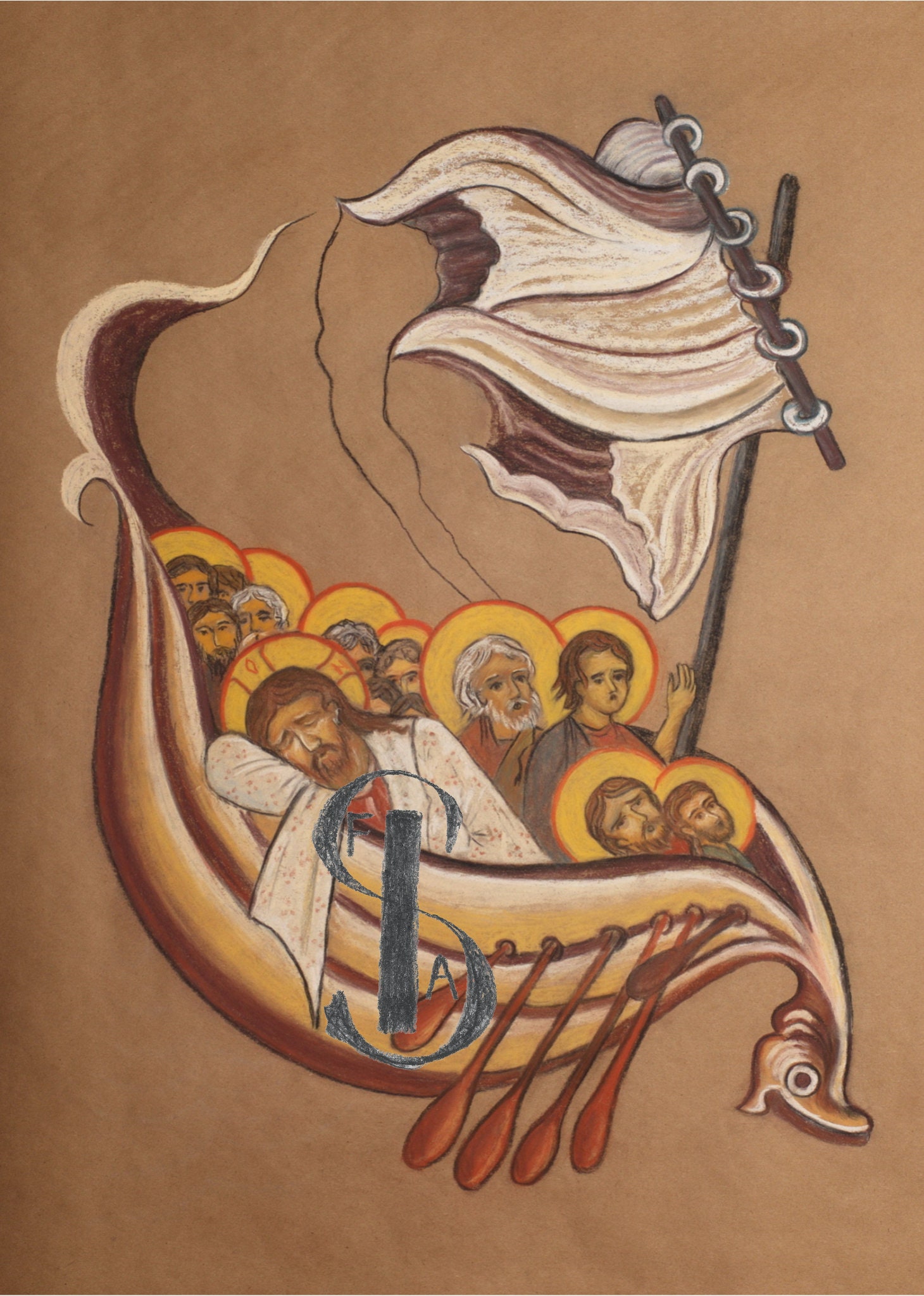 Custom Handwritten Christian Icon Print | "jesus Asleep on the Boat ...