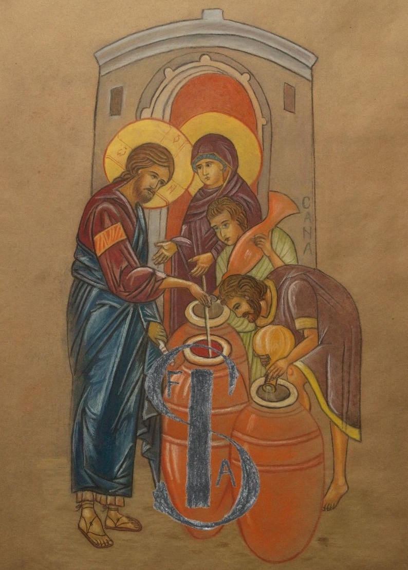 Custom Handwritten Christian Icon Print | Wedding at Cana | John 2:1-11 ...
