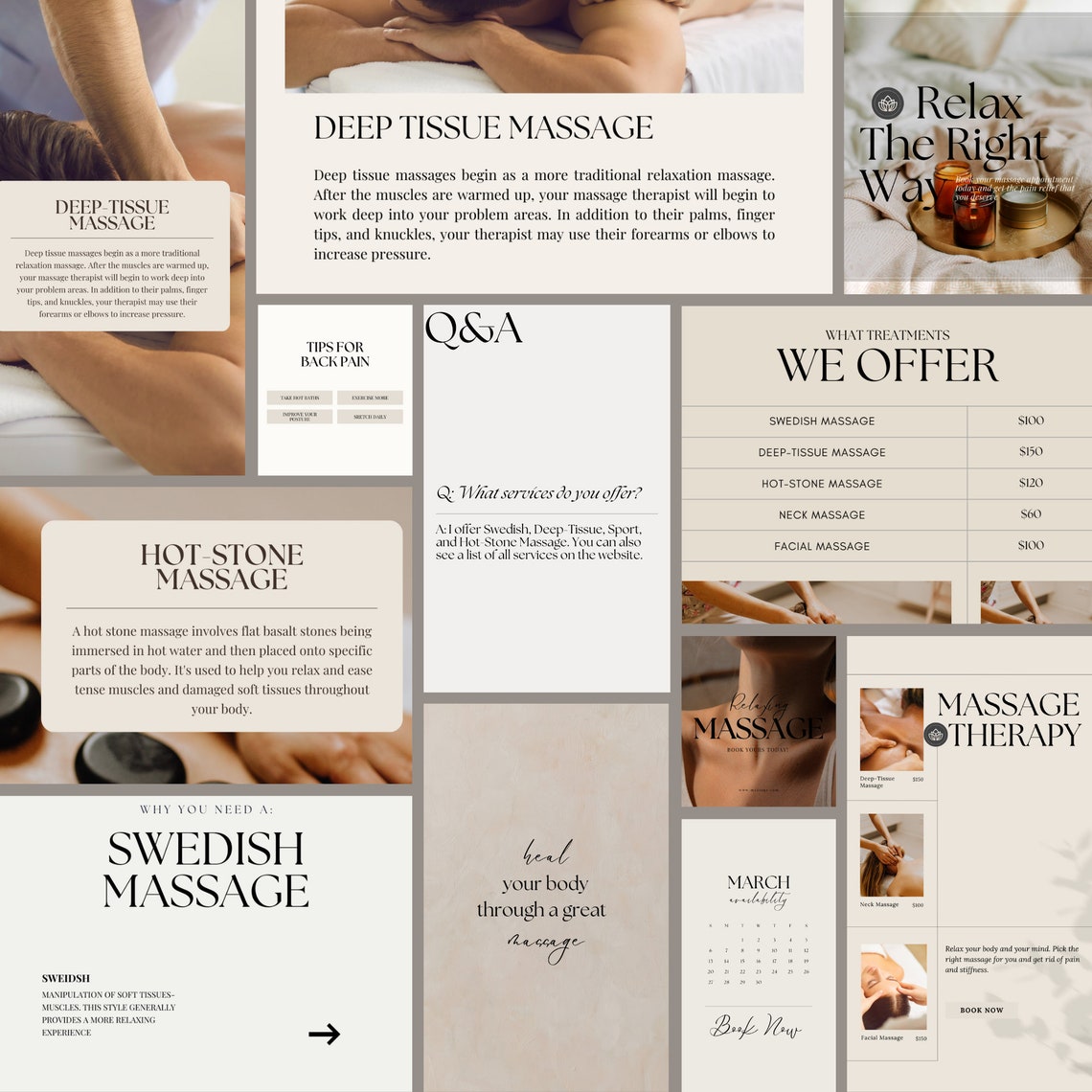 Massage Therapist Instagram Templates Massage & RMT Massage Therapy ...
