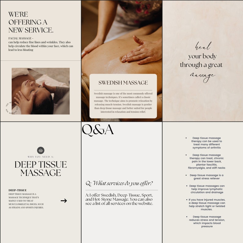 Massage Therapist Instagram Templates Massage & RMT Massage Therapy ...