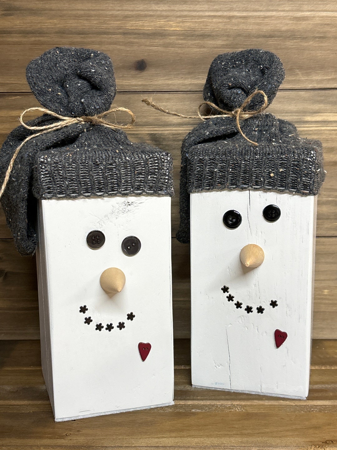 Rustic Wooden Snowman Winter Holiday Wood Decor Country Prim Christmas ...