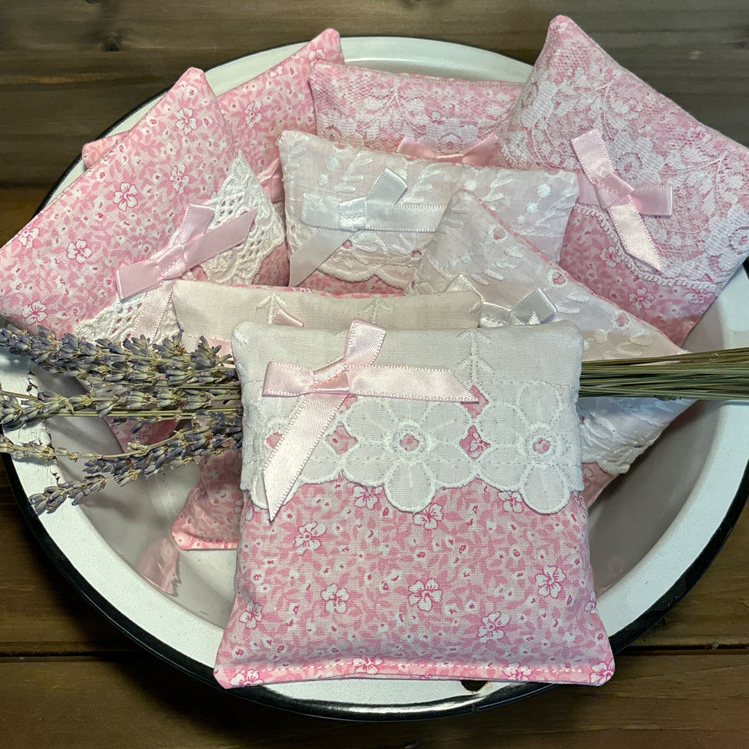 Lavender Sachets Floral Print Cotton Fabric Satin Ribbon Drawer Car ...