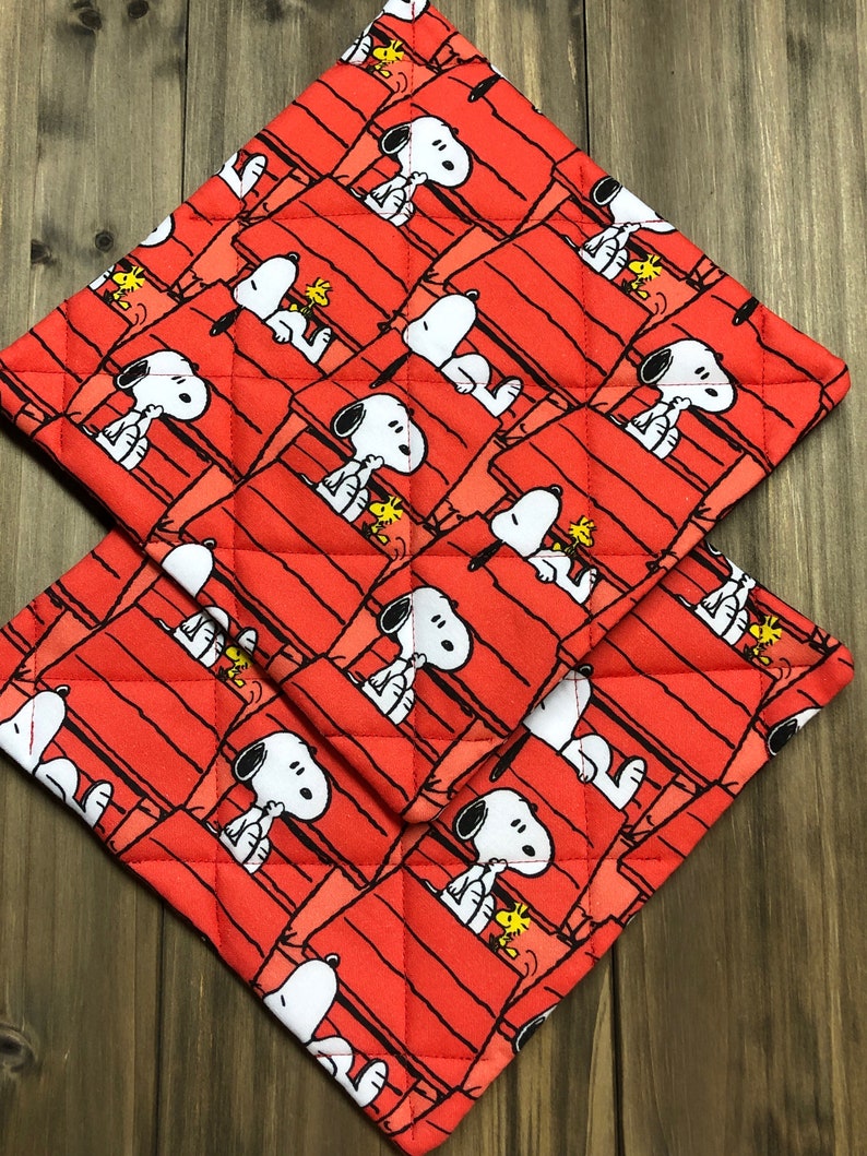 SNOOPY Potholders Hot Pads Table Counter Mats Cotton Fabric Kitchen ...