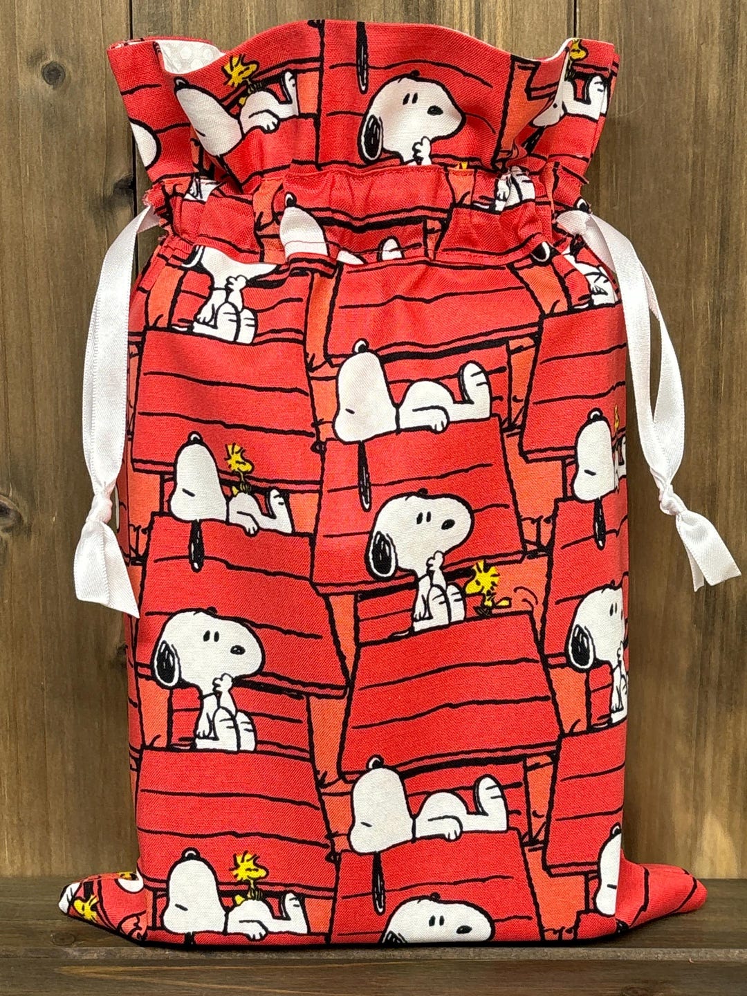 Snoopy Doghouse Cotton Fabric Gift Bag: 8x12" Drawstring Sack - Etsy