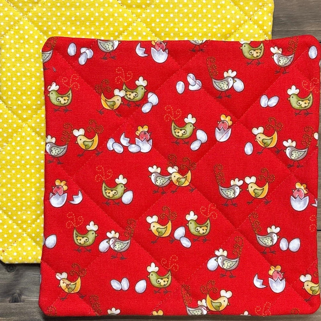 Farmhouse Chick Potholders: Cotton Kitchen Hot Pads, Country Decor ...