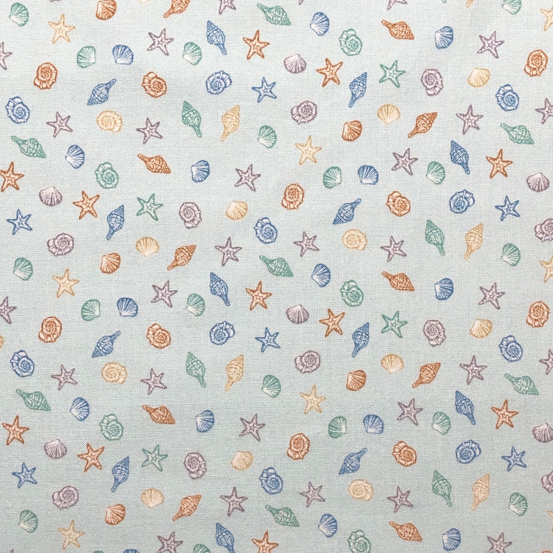 Mini Seashells Beachcomber Cotton Fabric Yard Quilting Sewing Crafts ...