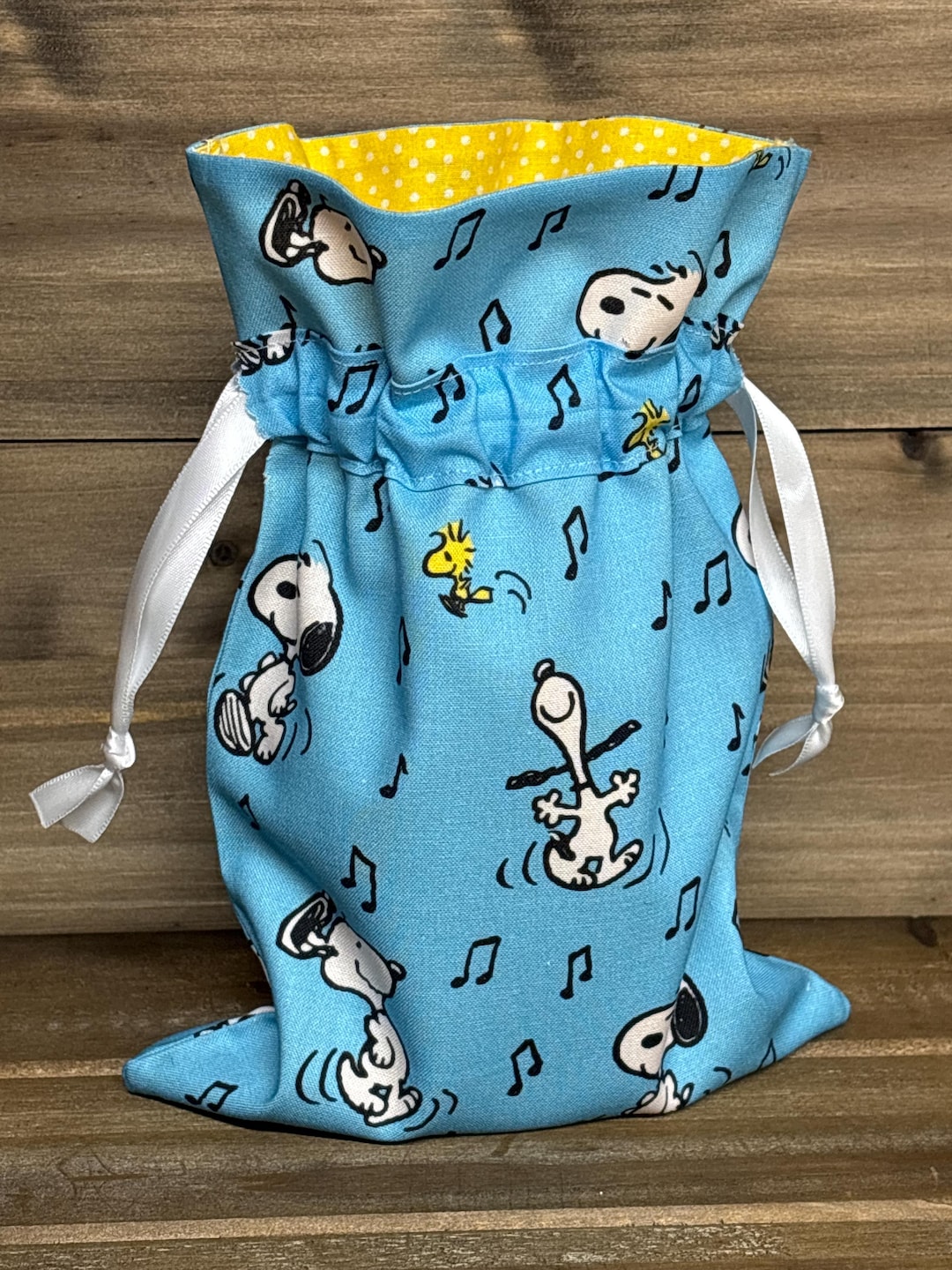 Snoopy & Woodstock Print Cotton Drawstring Bag: Small Gift Sack - Etsy