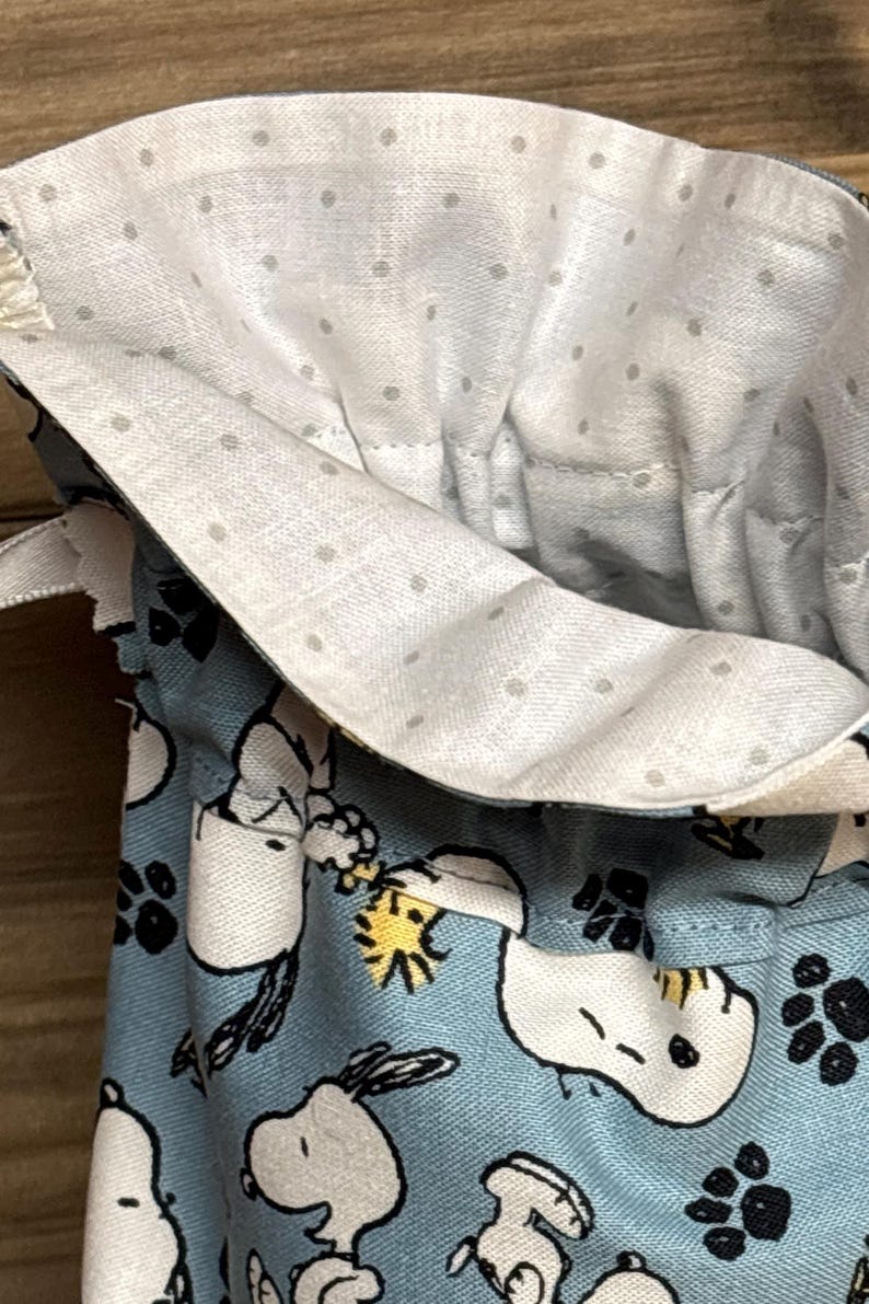 Snoopy and Woodstock Print Cotton Drawstring Bag: Small Gift Sack - Etsy