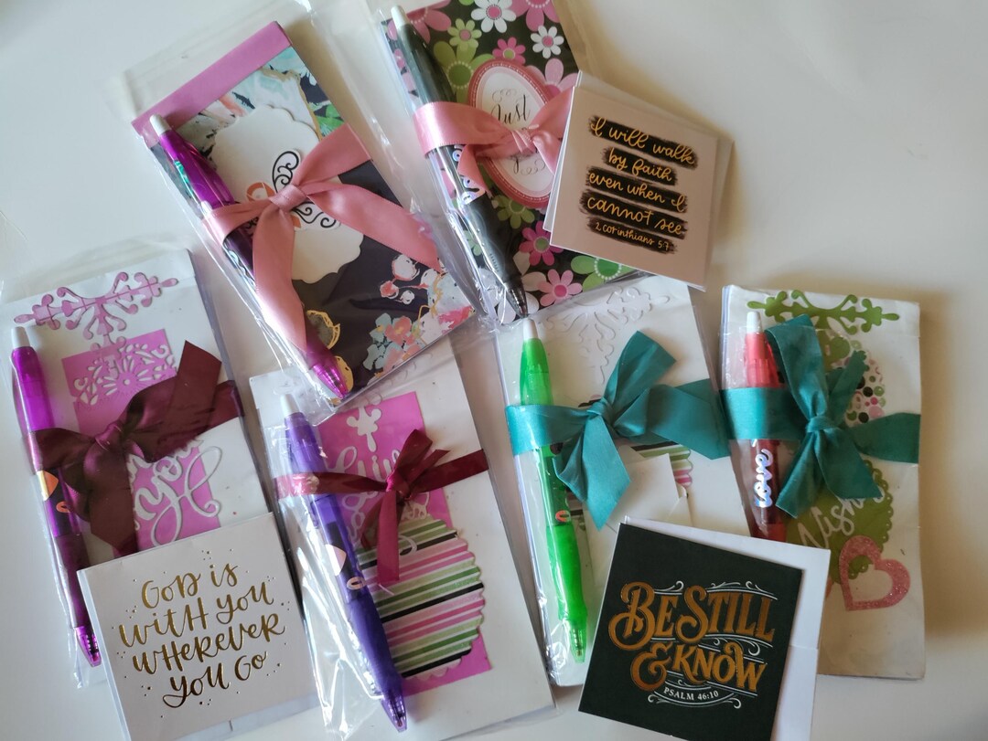 Ribbon Notepad Gift Set of 2 With Pen & Inspirational Card – Handmade ...