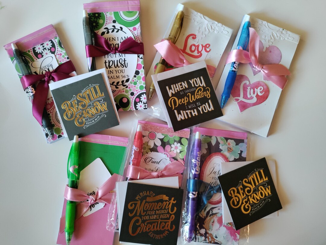 Handmade Ribbon Inspirational Notepad Gift Set of 2 With Matching Pen ...