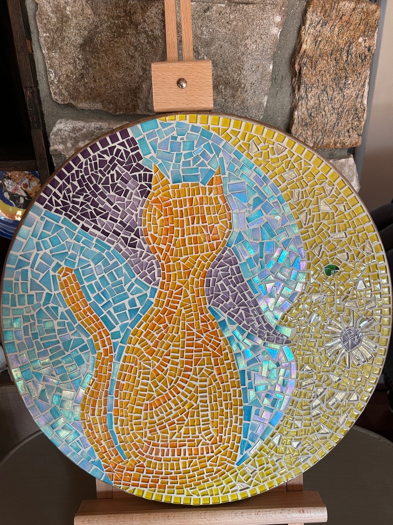 Handmade Moonlit Cat Mosaic Wall Art: Unique Cat Lover Gift - Etsy