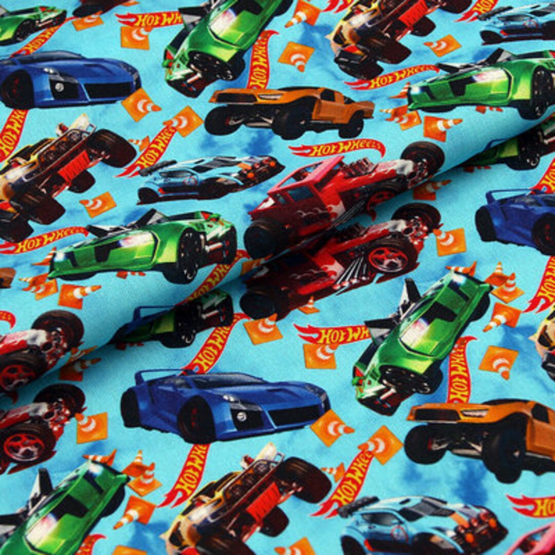 Hot Wheels Car Fabric Cartoon Fabric Pure Cotton Fabric by the Half ...