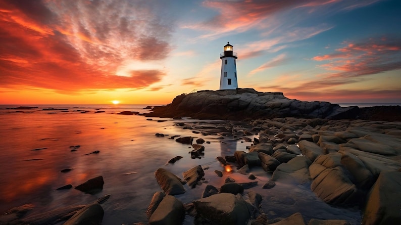 Lighthouse Sunset Fabric Panel, 30“ × 53“ Panel, 100% Cotton Fabric ...