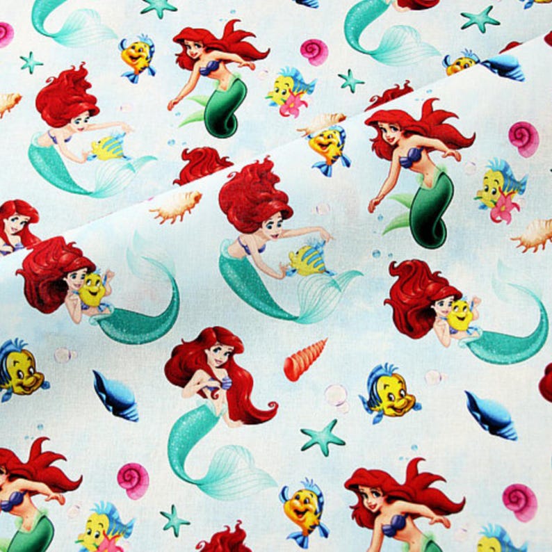 The Little Mermaid Fabric Ariel Fabric Animation Fabric Cartoon Fabric ...