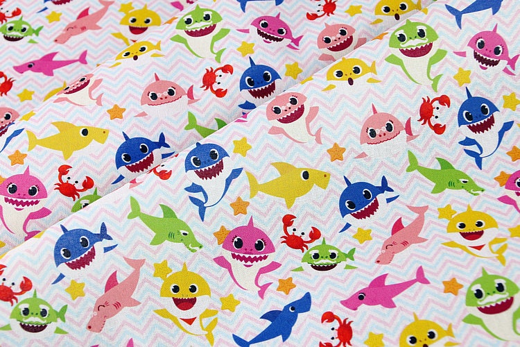 Baby Shark Fabric Shark Family Party Fabric Animation Fabric - Etsy