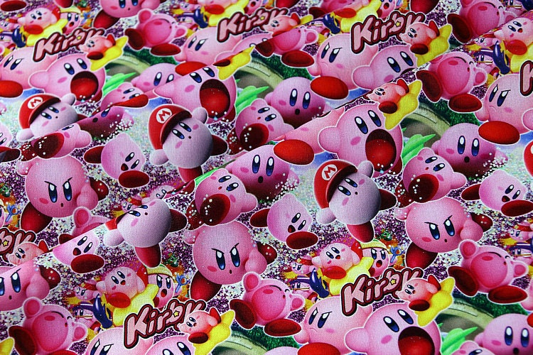Kirby Fabric Video Game Fabric Cartoon Fabric Pure Cotton Fabric by the ...