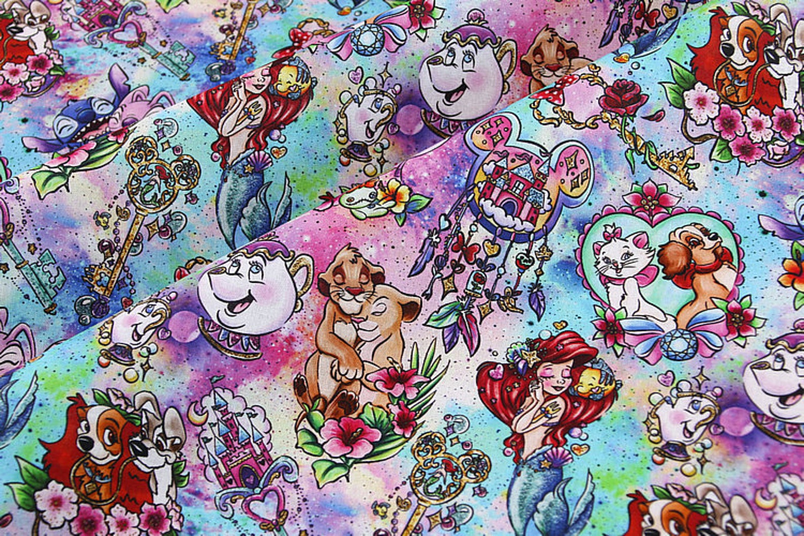 Disney Characters Fabric Little Mermaid Ariel Lion King Marie - Etsy
