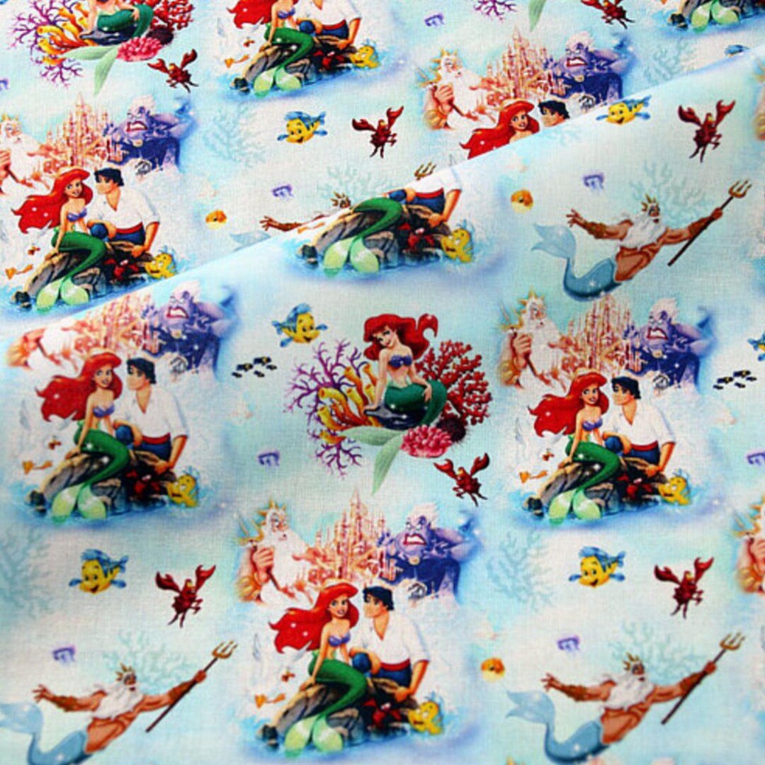 The Little Mermaid Fabric Ariel Fabric Animation Fabric Cartoon Fabric ...