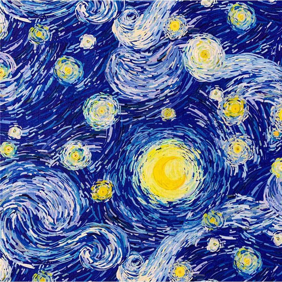 The Starry Night Fabric by the Half Yard 100% Cotton Fabric Van Gogh ...