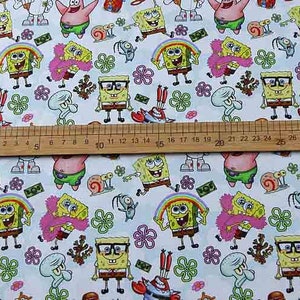 Spongebob Squarepants Fabric Spongebob Patrick Fabric Cartoon Fabric ...