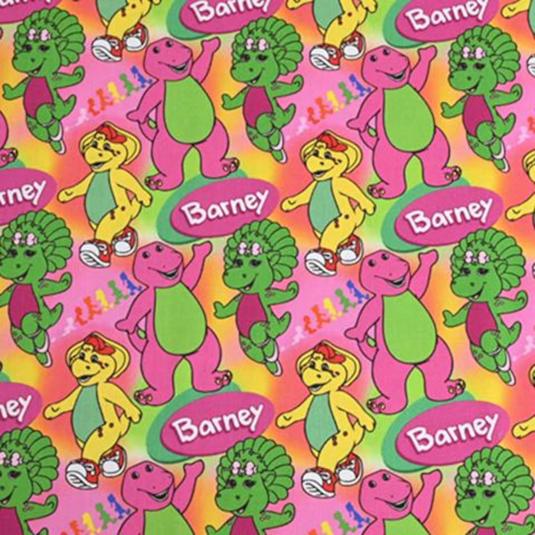 Barney & Friends Fabric Cartoon Fabric Pure Cotton Fabric by the Half Yard - Etsy