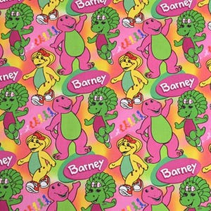 Barney & Friends Fabric Cartoon Fabric Pure Cotton Fabric by the Half ...