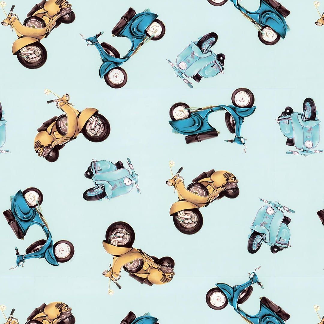 Scooter Fabric Motorcycle Fabric Vespas Fabric Cartoon Fabric Pure ...