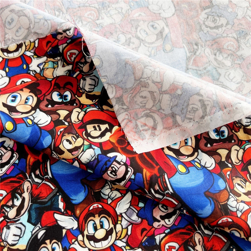 Nintendo Fabric Mario Retro Mario & Friends Fabric Cartoon - Etsy