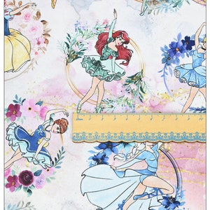 Disney Princess Fabric Princess Jasmine Ariel Belle Rapunzel Fabric ...