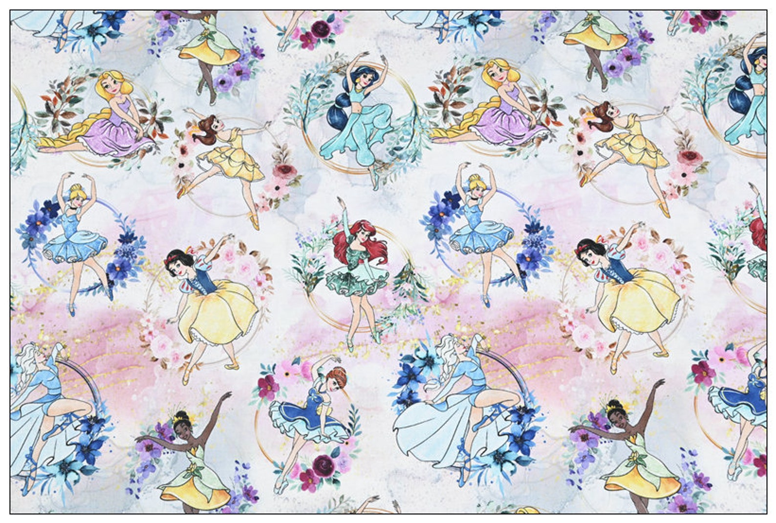 Disney Princess Fabric Princess Jasmine Ariel Belle Rapunzel Fabric ...