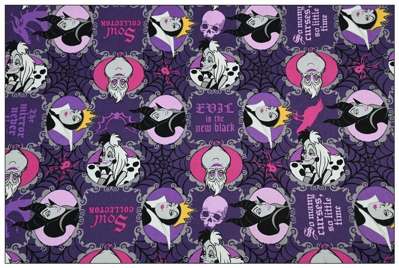 Disney Villains Fabric Cartoon Fabric Pure Cotton Fabric by the Half ...