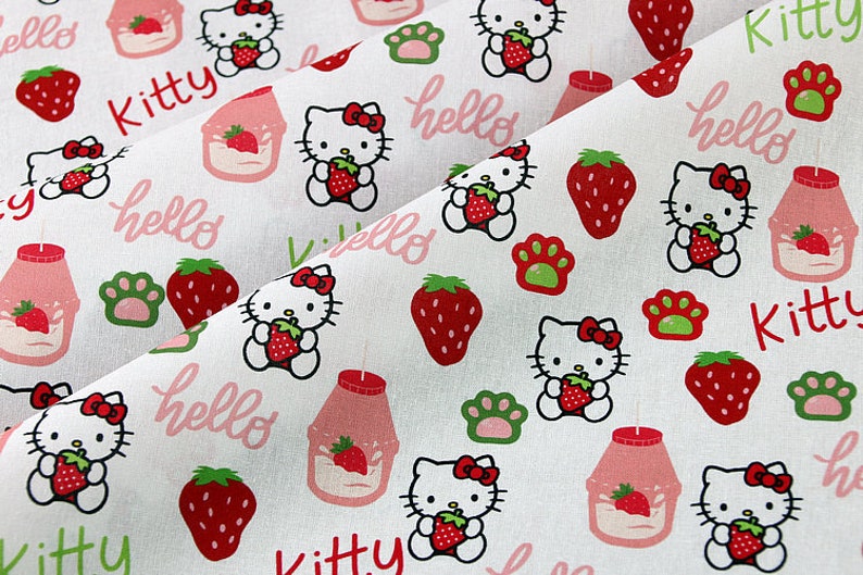 Hello Kitty Fabric Lucky Kitty Fabric Fortune Cat Fabric Animation Fabric Cartoon Fabric Pure ...