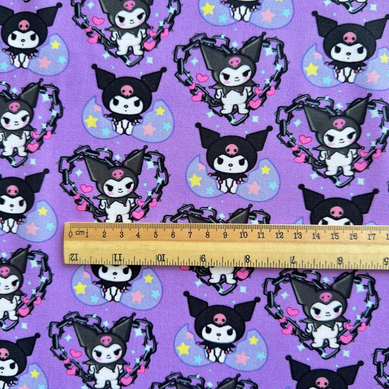 Kuromi Sanrio Fabric, Cartoon Fabric (sold by Half Yard ) - Etsy