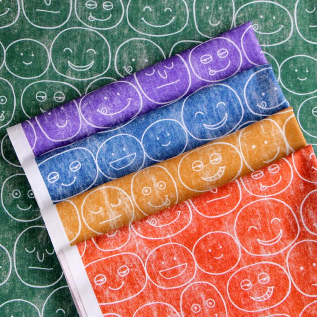 Smiley Face Fabric Happy Face Cotton Fabric Pure Cotton Fabric by the ...