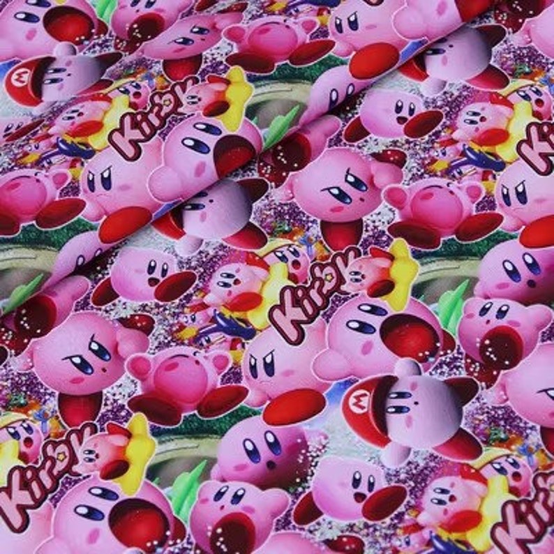 Kirby Fabric Video Game Fabric Cartoon Fabric Pure Cotton Fabric by the ...
