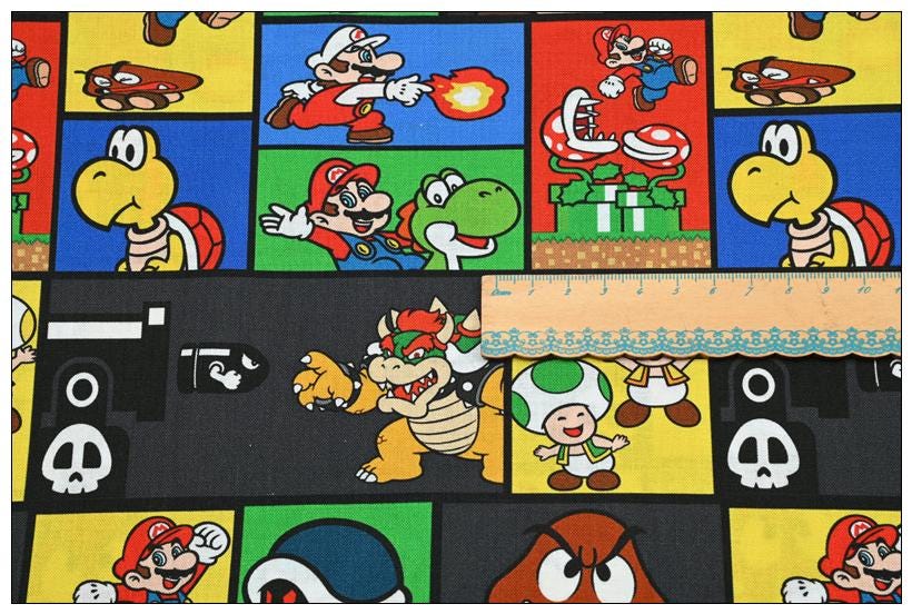 Nintendo Super Mario Fabric Cartoon Fabric Pure Cotton Fabric by the ...