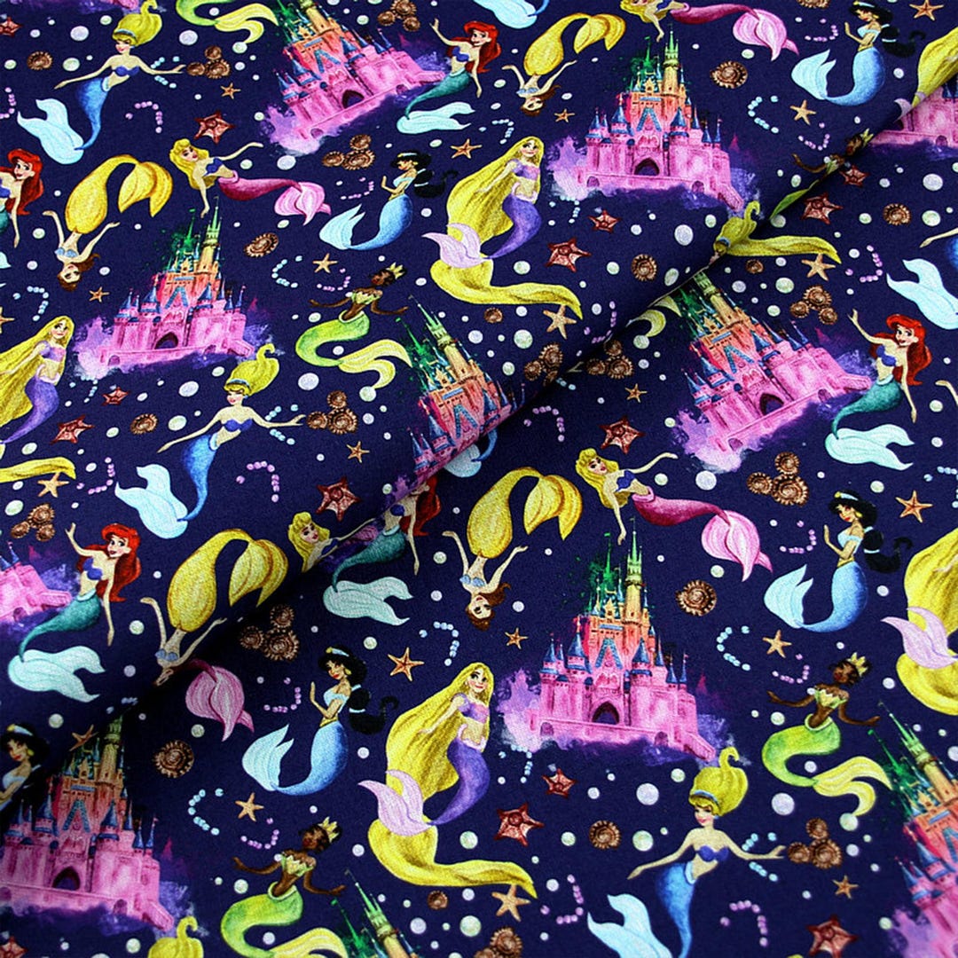 Disney Princess Fabric Princess Jasmine Ariel Belle Rapunzel Fabric ...