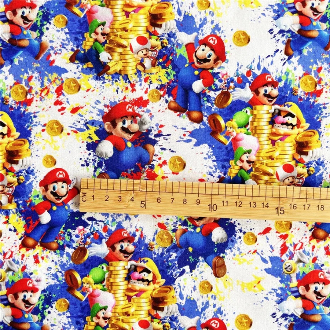 Nintendo Fabric Mario Retro Mario & Friends Fabric Cartoon - Etsy