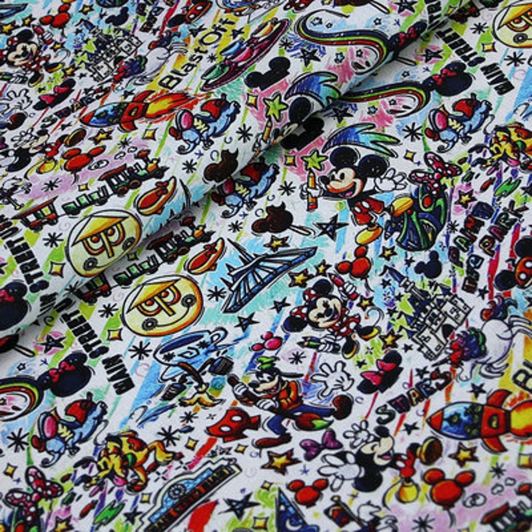 Disney Mickey Minnie Mouse Fabric Cartoon Fabric Pure Cotton Fabric by ...
