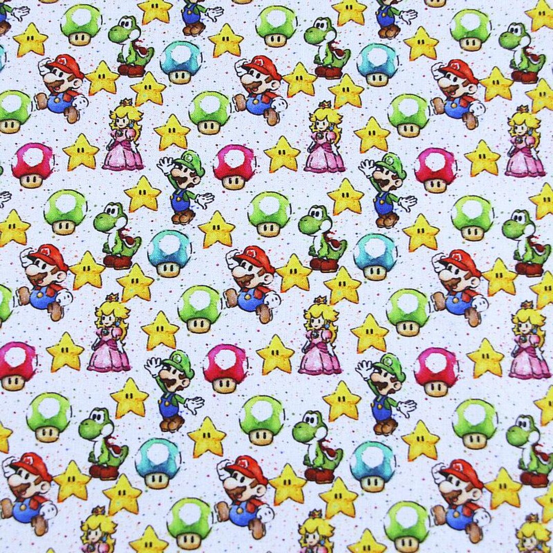 Nintendo Fabric Mario Retro Mario & Friends Fabric Cartoon Fabric Pure ...
