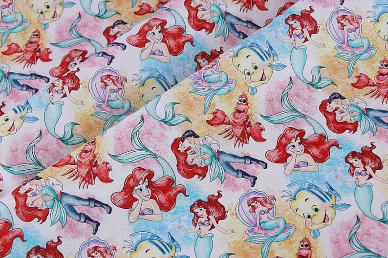 Disney Little Mermaid Ariel Fabric Animation Fabric Cartoon - Etsy