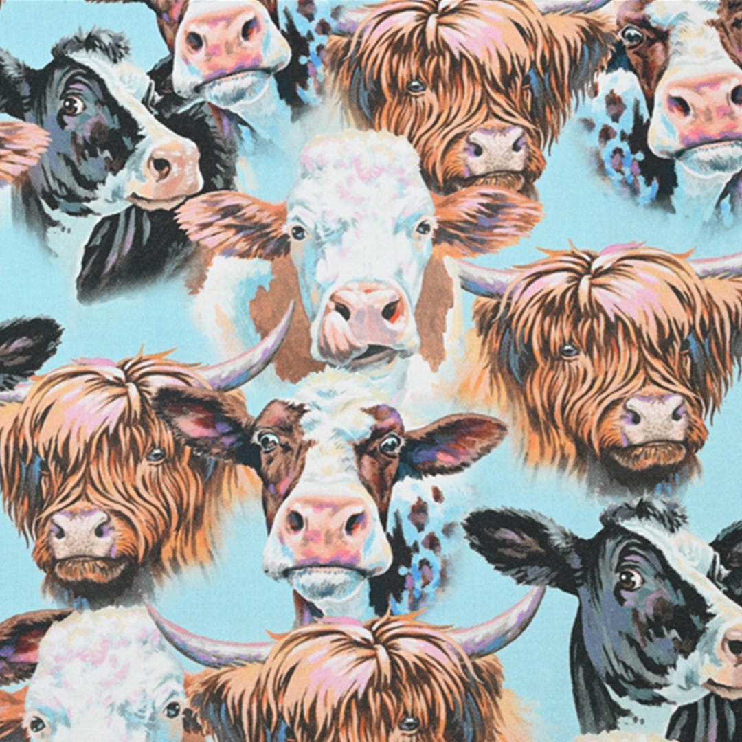 Cattle Fabric Cow Fabric Aminal Fabric Farm Fabric Cartoon Fabric Pure ...