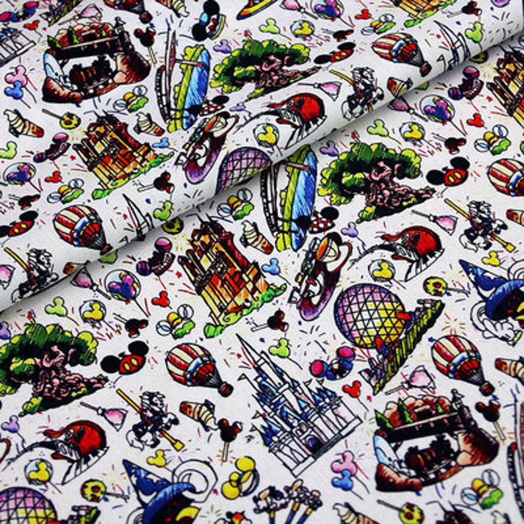 Disney Mickey Minnie Mouse Fabric Cartoon Fabric Pure Cotton Fabric by ...