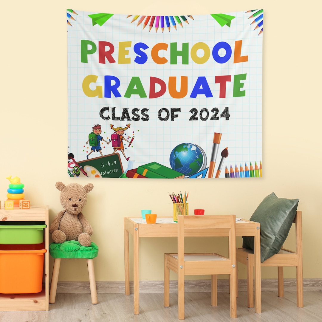Preschool Graduation 2025 Photo Backdrop, Pre-k Graduation Banner, End ...