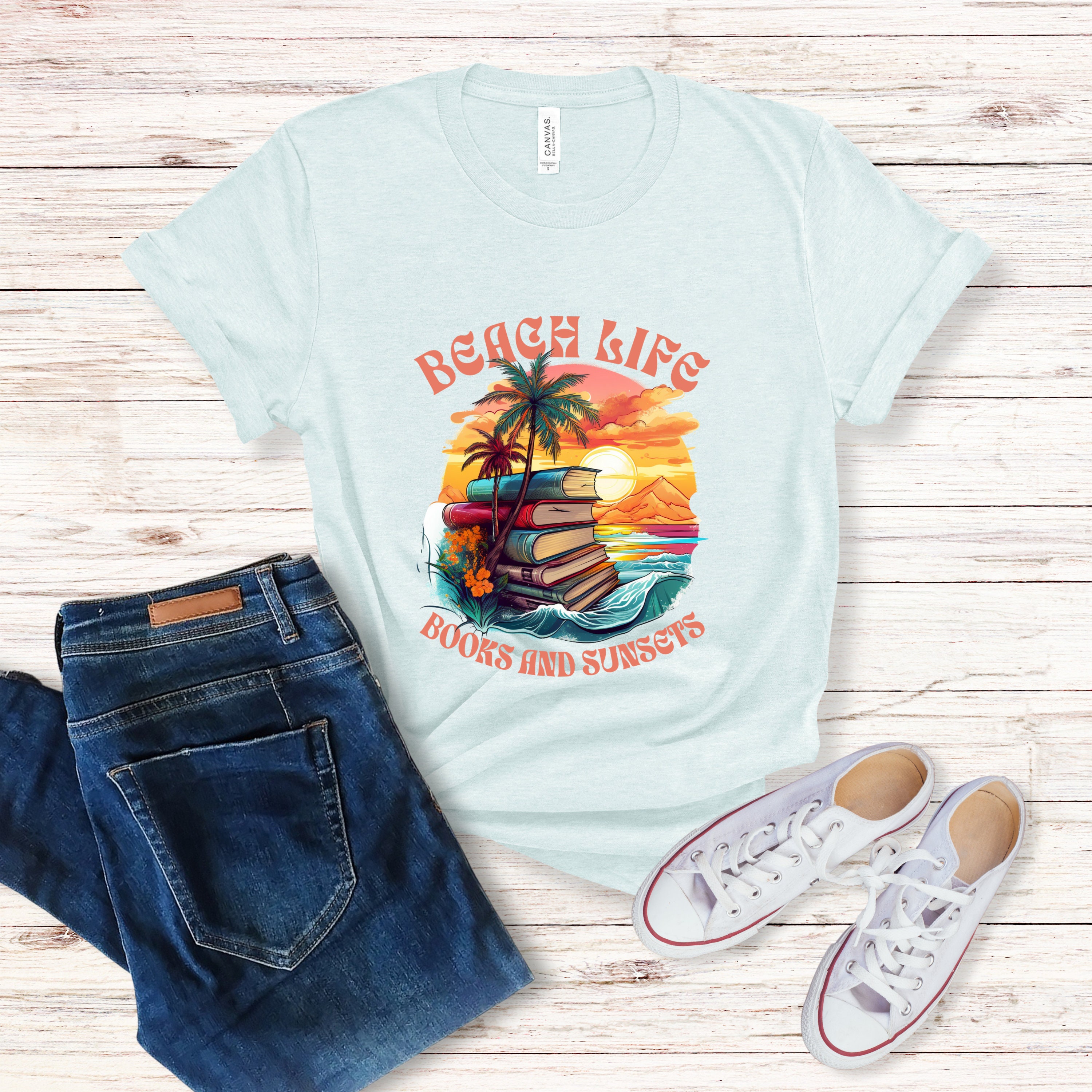 Bookish Shirt, Beach Reading Tee, Beach Life Shirt, Coastal Books Shirt ...