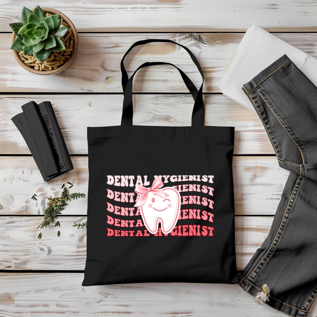 Coquette Dental Hygienist Tote Bag Cute Tooth With Pink Bow Bag Gift