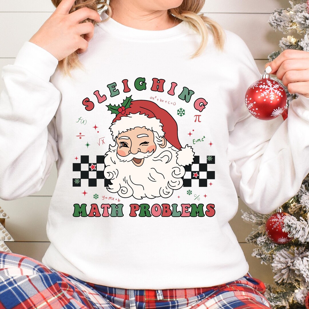 Math Teacher Christmas Sweatshirt Math Formula Retro Santa Crewneck ...