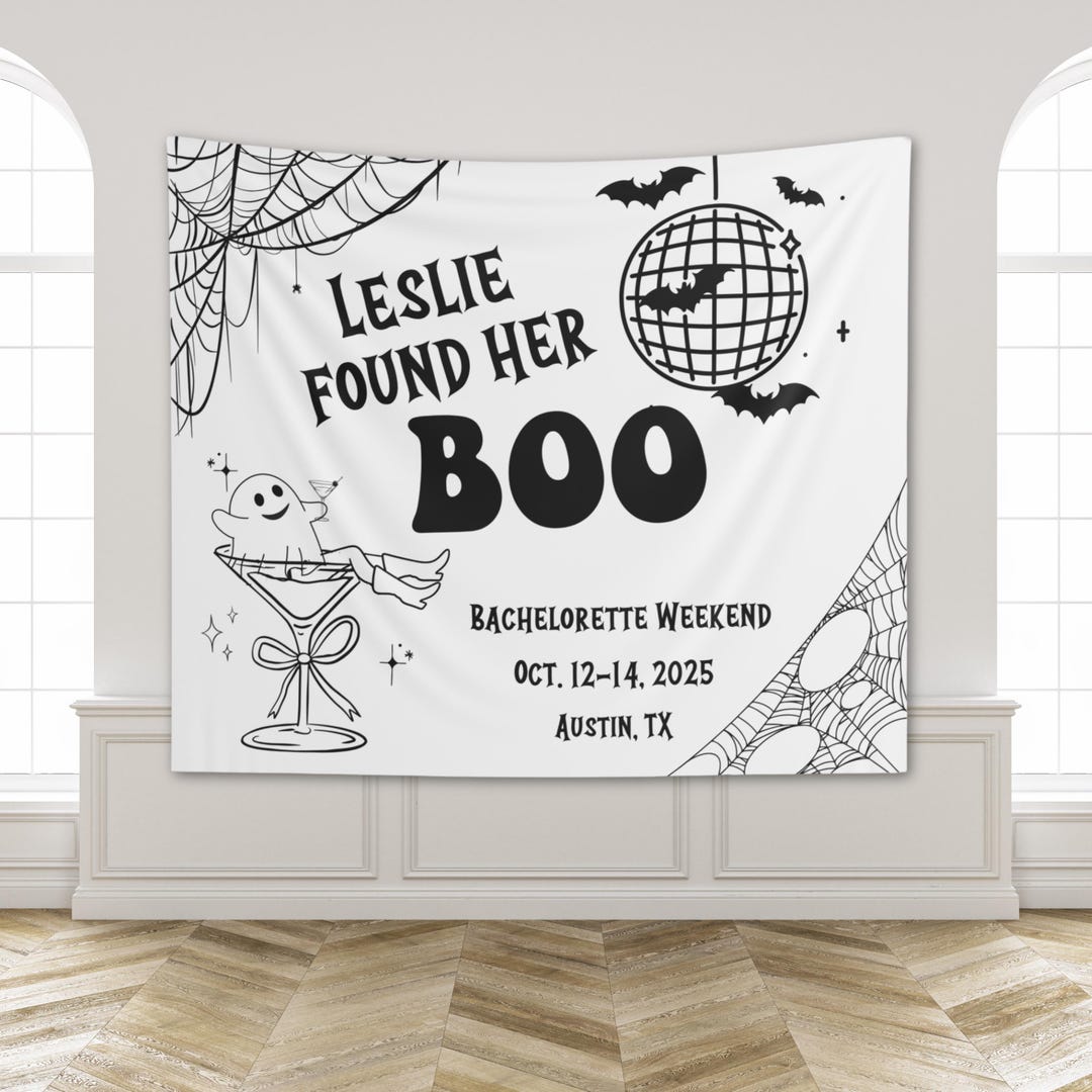 Spooky Disco Bachelorette Banner Halloween Bridal Party Tapestry Photo ...