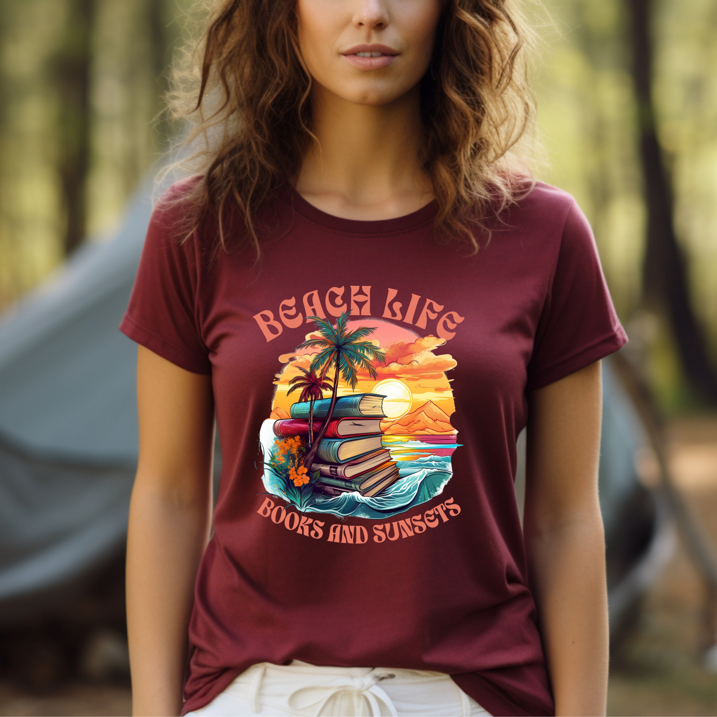 Bookish Shirt, Beach Reading Tee, Beach Life Shirt, Coastal Books Shirt ...