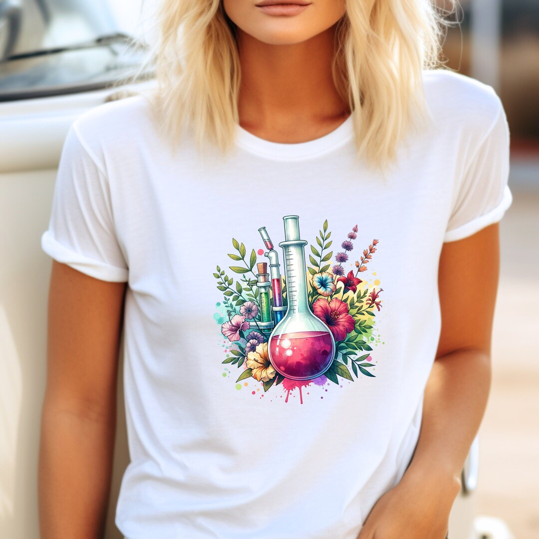 Floral Laboratory Shirt, Beakers Chemistry Equipment, Medical ...